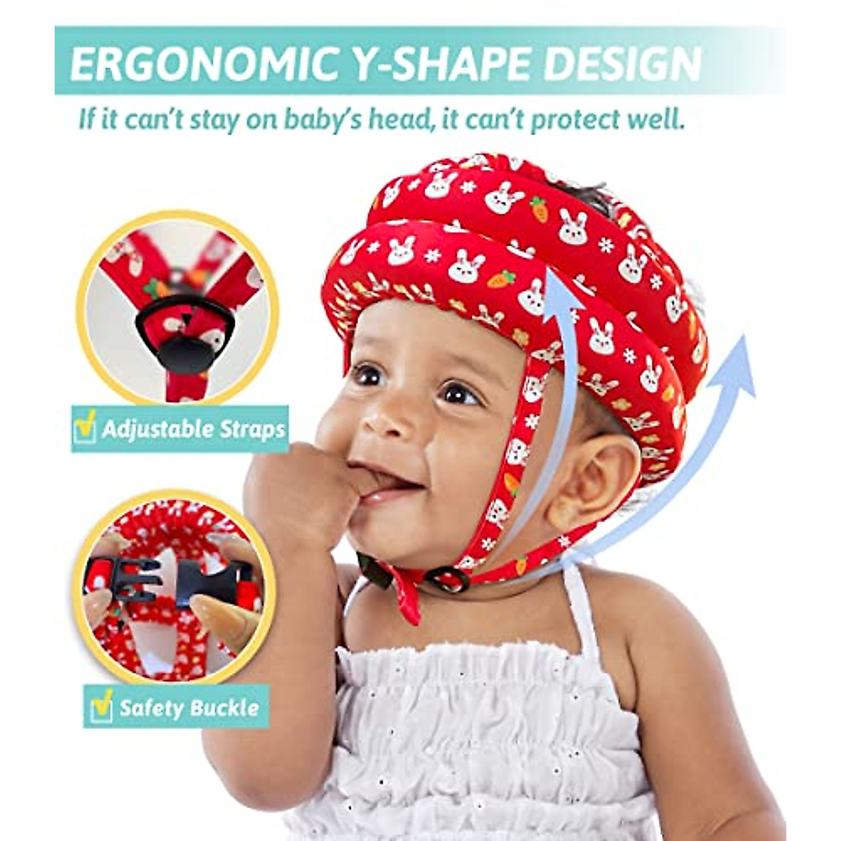 Baby Helmet for Crawling Walking Baby Head Protector - Head Protection for Baby No Bumps and Soft Cushion Infant Baby Safety Headguard I Toddler Inflatable Helmets 1-2 Years Old, 6-12 Months