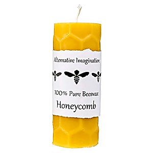 Alternative Imagination 100% Pure Beeswax Pillar Candle (2x6 Inch), 60 Hour, Honeycomb Design, Hand-Poured, Made in USA