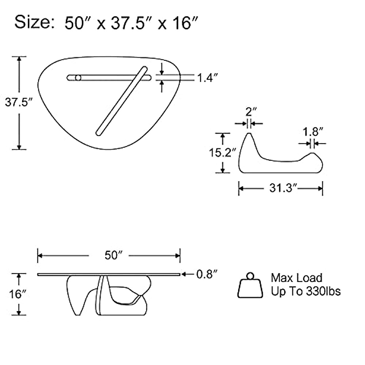 eChamp Noguchi Table Triangle Glass Coffee Table Vintage Glass End Table, Solid Wood Base and Triangle Clear Glass Top Modern End Table for Living Room, Patio, Study (Black)
