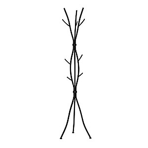 Monarch Specialties Coat Rack - Coat Tree with 8 Hooks, Hammered Metal 74" H (Black)