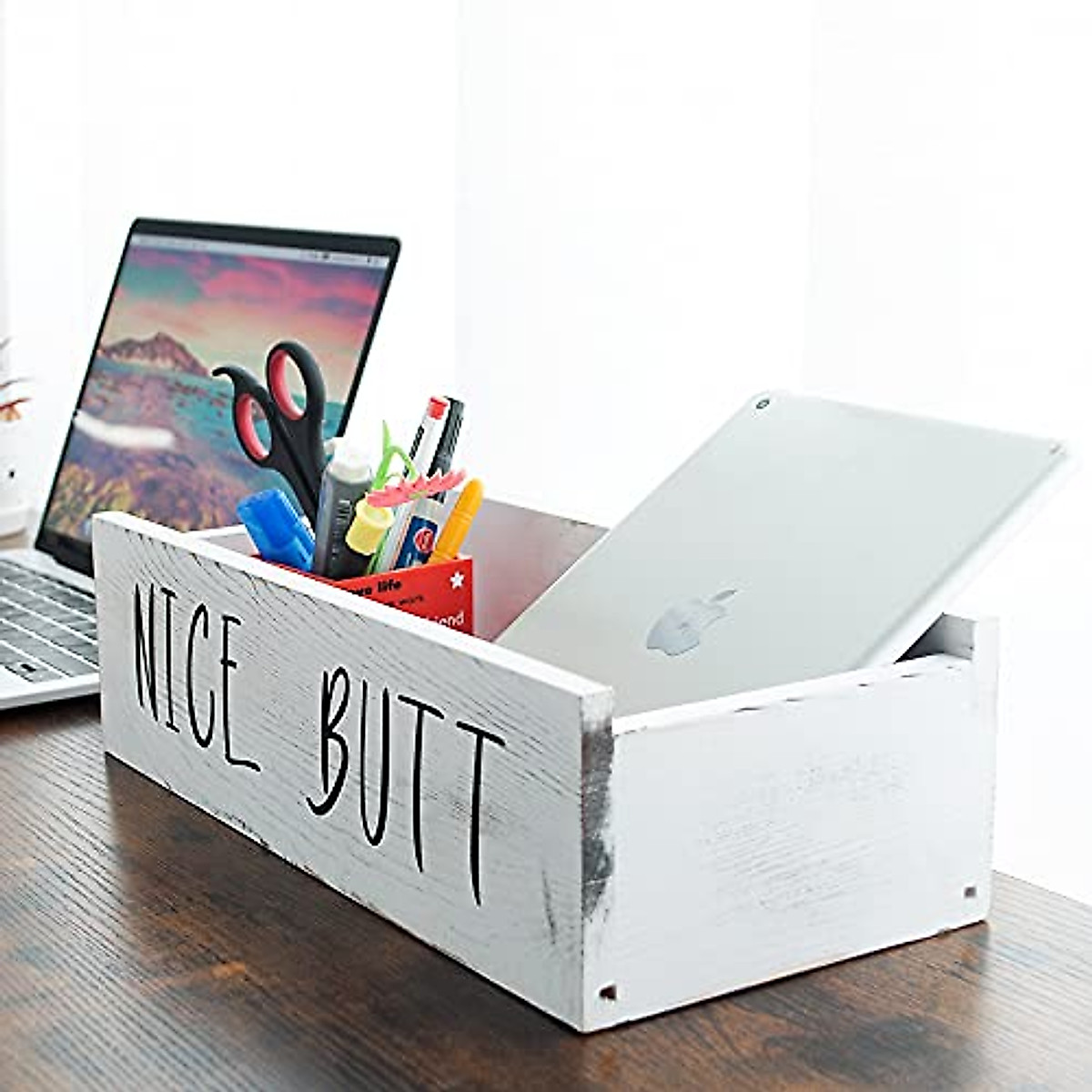 Coral Flower Nice Butt Bathroom Decor Box - Toilet Paper Holder,15 inches, White