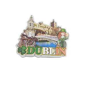 3D Dublin Ireland Fridge Magnet Travel Souvenir Refrigerator Magnetic Sticker Hand Painted Craft Collection
