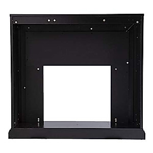 SEI Furniture Trandling Mirrored Faux Marble Fireplace, Antique Silver/Black/Mirror