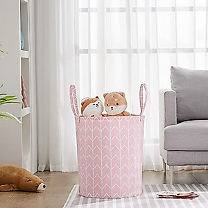 Large Storage Basket for Girls and Boys, Collapsible Laundry Hamper with Long Handles, Toy Bins for Nursery, Kids Room Décor