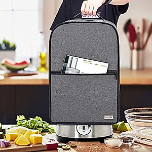 Luxja Food Processor Cover for Cuisinart and Hamilton Beach 10-14 Cup Processor, Food Processor Dust Cover with Accessories Pockets, Gray