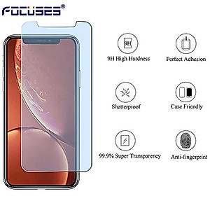 Focuses iPhone 11 Screen Protector, iPhone XR Screen Protector, Anti Blue Light Tempered Glass Film for Apple iPhone XR & iPhone 11,3-Pack