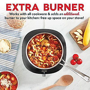 DASH Everyday Electric Cooktop with Infrared Heating, 5 Temperature Settings with Cord Storage, Perfect for RVs, Camping, Dorms, and Small Living Spaces - Graphite