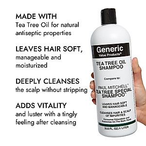 Generic Value Products Tea Tree Oil Shampoo, Leaves Hair Soft and Manageable, Leaves Scalp Clean and Tingling, Adds Vitality and Luster, 33.8oz