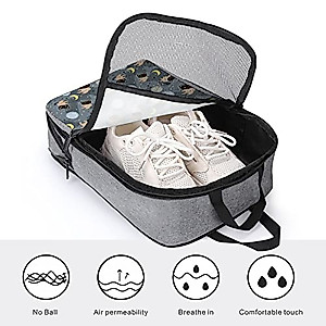 Frcavbin Cats Astronauts Wear Helmets Travel Shoe Bag Shoes Carrier with Handle and Zipper Foldable Shoe Puches Organizer for Home storage School starts