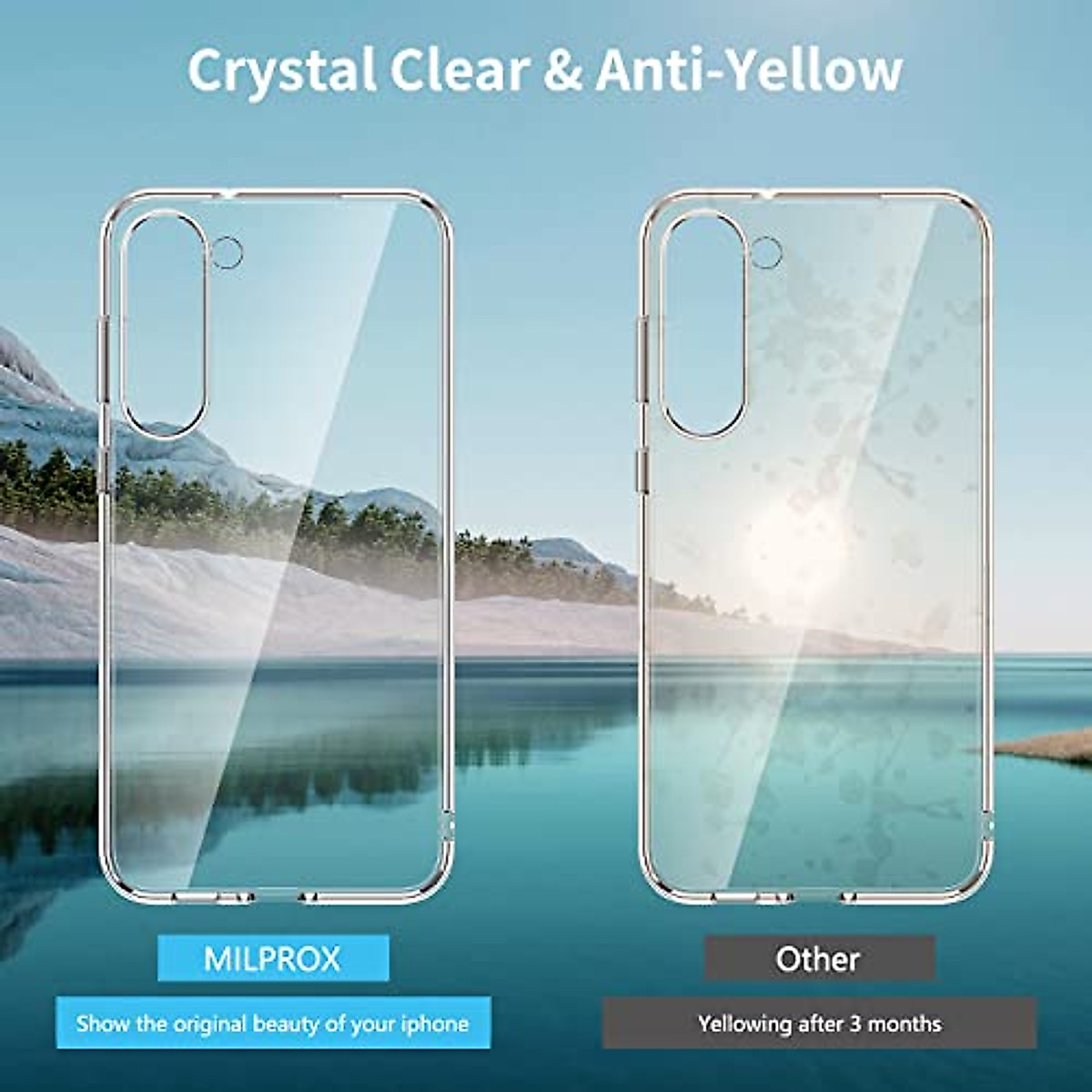 MILPROX Compatible with Samsung Galaxy S23 Clear Case, Cute Case Design for Girls Women, Shockproof Floral Pattern Hard Back for Samsung Galaxy S 23 5G Phone 2023 6.1 Inches-Clear