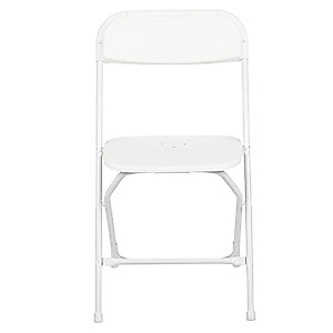 EMMA + OLIVER Set of 2 Plastic Folding Chairs - 650 LB Weight Capacity Lightweight Stackable Folding Chair in White