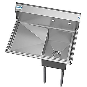KoolMore 1 Compartment Stainless Steel Commercial Kitchen Prep & Utility Sink with Drainboard - Bowl Size 12" x 16" x 10"
