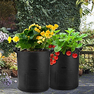 Lyincat 4 Pack 10 Gallon Potato Grow Bags with Flap and Handles, Heavy Duty Fabric Pots for Planting Potato,Carrots