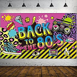 80's Party Decorations, Extra Large Fabric Back to The 80's Hip Hop Sign Party Banner Photo Booth Backdrop Background Wall Decorating Kit for 80's Party Supplies, 70.8 x 43.3 Inch
