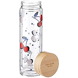 Kate Spade Vintage Cherry Dot Water Bottle, 1.15 LB, Clear
