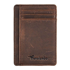 Travelambo Front Pocket Minimalist Leather Slim Wallet RFID Blocking Medium Size(02 CH Coffee