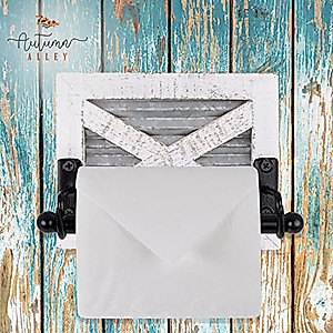 Autumn Alley Barn Door White Bathroom Farmhouse Towel Ring – Wall Mounted Rustic Hand Towel Holder – Mix of Wood and Galvanized Metal & Black Ring for Country Decor – Farmhouse Bathroom Decor