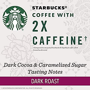 Starbucks Dark Roast K-Cup Coffee Pods with 2X Caffeine — for Keurig Brewers, 10 Count (Pack of 6)