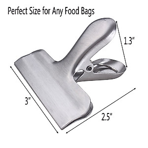 Z ZICOME Heavy Duty Thicker Stainless Steel Chip Bag Clips Clamps, 3-inch (8 Pack)