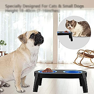 FUUIE Bowls for Food and Water Elevated Dog Bowl with Stand Foldable Detachable Leg Food Water Pet Feeder Dishes Dishwasher Safe (Color : Blue)
