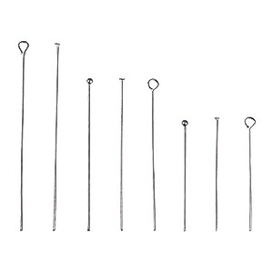 PH PandaHall 560pcs 8 Styles 304 Stainless Steel Eye Pins 30mm 40mm 50mm Head Pins Ball 22 Gauge Head Pins Findings Open Eye Pin for Earring Bracelet Pendant Jewelry Making, Stainless Steel Color