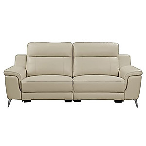 Lexicon Ezra Genuine Leather Power Reclining Sofa, Beige