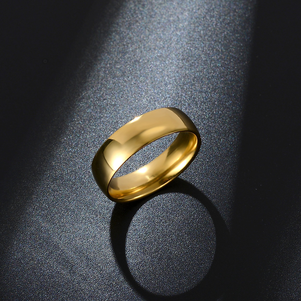 Yanxyad Stainless Steel Ring for Women Men Wedding Band Rings Polished Brushed Ring (Gold-6MM, 7)