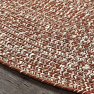 SUPERIOR Kinallen Reversible Braided Oval Indoor/Outdoor Area Rug, 8' x 10', Brick-White