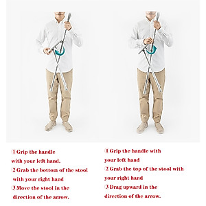 Aluminum Alloy Walking Stick, Foldable, Three-Legged Cane Chairs for Adults, Portable, Bow Grip, Anti-Slip, Lightweight, for Disabled, Elderly