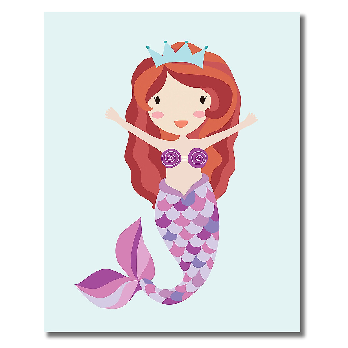 Mermaid Wall Art Prints (8 inches x 10 inches, Blue)