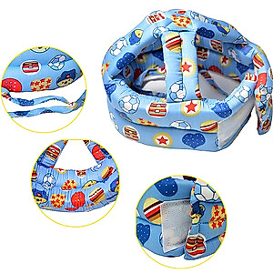 IULONEE Baby Infant Toddler Helmet No Bump Safety Head Cushion Bumper Bonnet Adjustable Protective Cap Child Safety Headguard Hat for Running Walking Crawling Safety Helmet for Kid (Blue Ball)