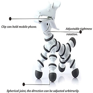 Tomson Phone Holder Car Holder Portable 3D Cartoon Horse Zebra Clip Lazy Phone Holder Cradle Tripod Stand Mount for iPhone 7plus 6 6plus All Mobile Phone Adjustable Holder Children Gift(White+Grey)