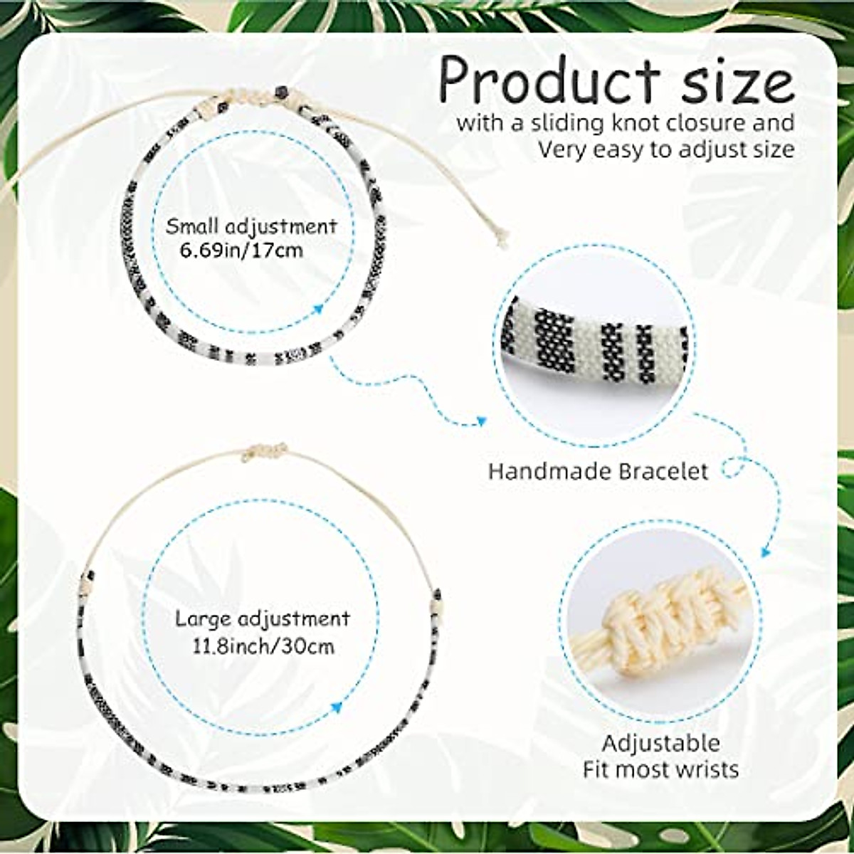 4pcs Beach Bracelet Set for Men and Women, Surfer Men Bracelet, Braided Boho Summer Bracelets Adjustable Men’s Bracelet Handmade Women Girls Bracelet String Rope Ankle Bracelets Gifts Birthday Gift