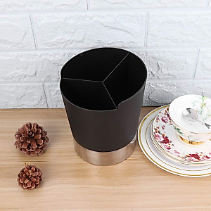 Hemoton Kitchen Utensil Organizer and Drainer,Utensil Holder Caddy Flatware Caddy Cutlery Holder Cutlery Drainer with 3-Compartment(Black)