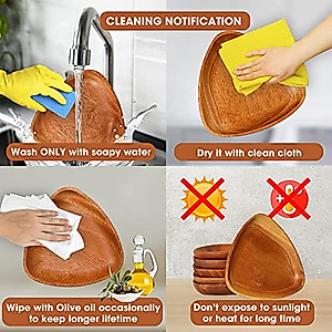 VieWood Triangle Wood Small Serving Tray Set of 5, Home Decor, Platters & Wooden Plates for Fruits, Cupcakes, Sushi, Food - Decorative dinnerware (5.9 in, Khaya)