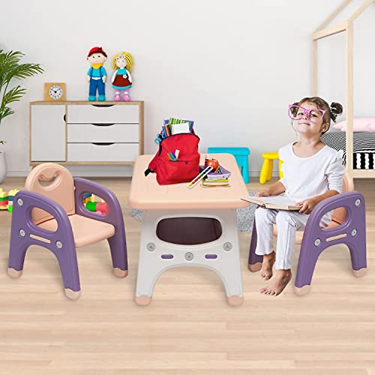 Kinfant Kids Table and Chair Set - Toddler Activity Table with Storage Shelf for Children Mesa para niños Preschool, Kindergarten, Toddler Table & Chair Set