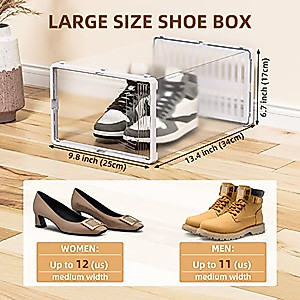 JONYJ 12 Pack Shoe Organizer, Clear Plastic Stackable Shoe Storage, Multifunctional Shoe Box, Universal Shoe Storage Boxes For Men and Women (Large)