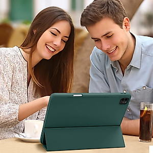 Akkerds Compatible with iPad Pro 12.9 Case 6th/5th/4th/3rd Generation with Pencil Holder, Trifold Stand Cover with TPU Back for iPad 12.9 Pro Case 2022/2021/2020/2018, Auto Wake/Sleep, Mallard Green