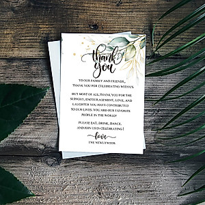 Wedding Thank You Place Setting Cards, Greenery Wedding Reception Thank You Cards, Table Centerpieces and Wedding Decorations, Wedding, Bridal, Engagement, Anniversary, 4x6 Inch, Pack of 50