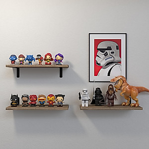 DOLLFIO Floating Shelves, 3 Sets Wall Shelves, Wooden Floating Shelves for Wall Décor, Wall Mounted Floating Bathroom Shelf for Storage, Floating Book Shelf for Bedroom, Living Room – Rustic Brown