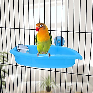 Wontee Bird Bath Box with Mirror Portable Parrot Hanging Bathroom Bathing Tub for Small Birds Cleaning Supplies