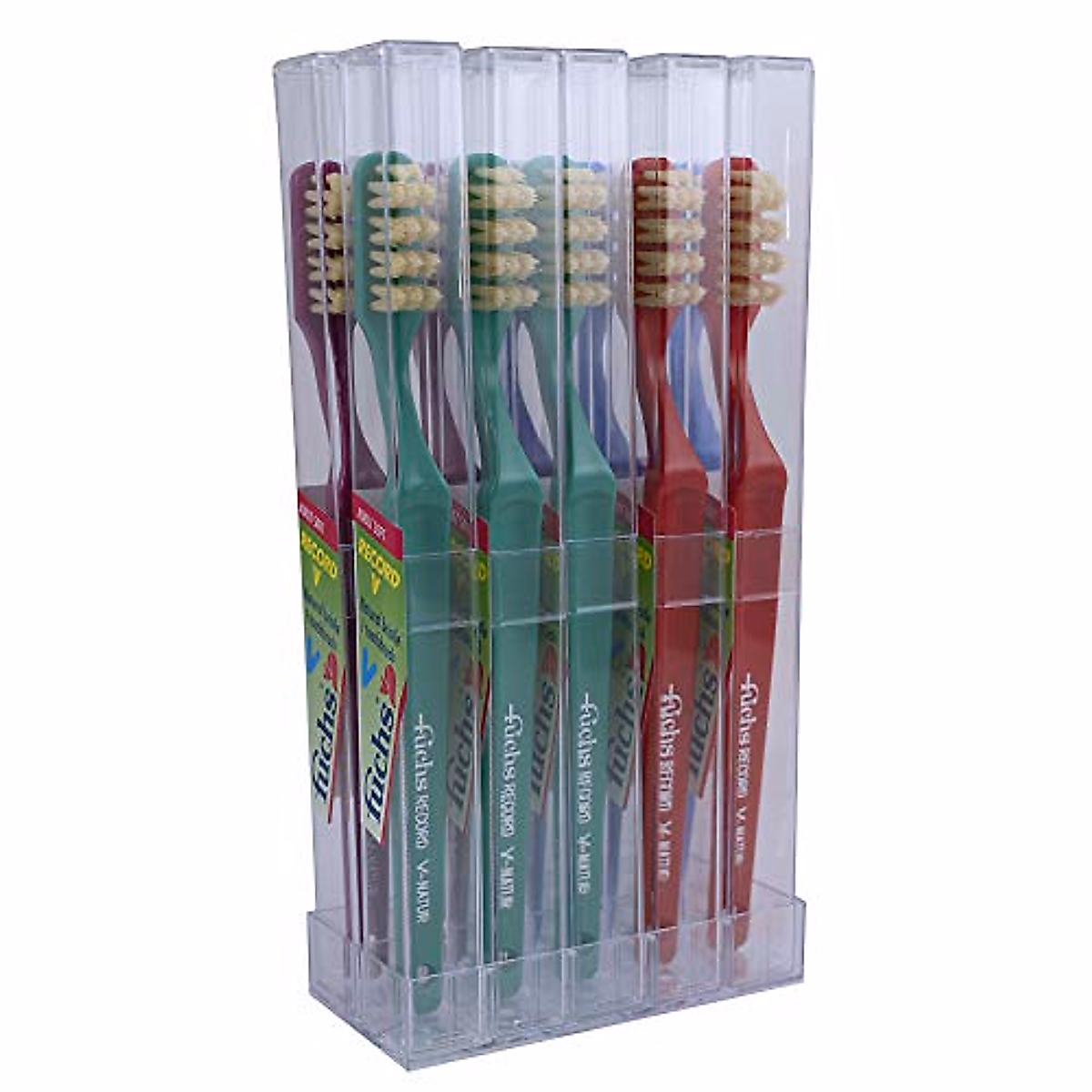 FUCHS Adult Record V Natural Soft Toothbrush, 10 Count