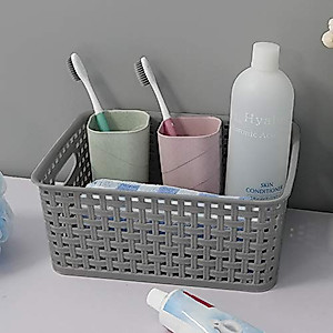 CadineUS 6-pack Grey Woven Plastic Storage Baskets, Organizing Bins