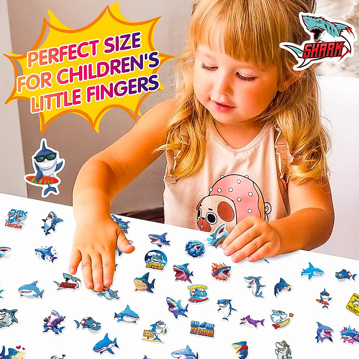 50 Pcs Cool Shark Sticker, Waterproof Stickers for Kids Teens Adults, Shark Vinyl Stickers for Water Bottle,Laptop, Phone, Skateboard Stickers for KidsTeens Girls and Boys
