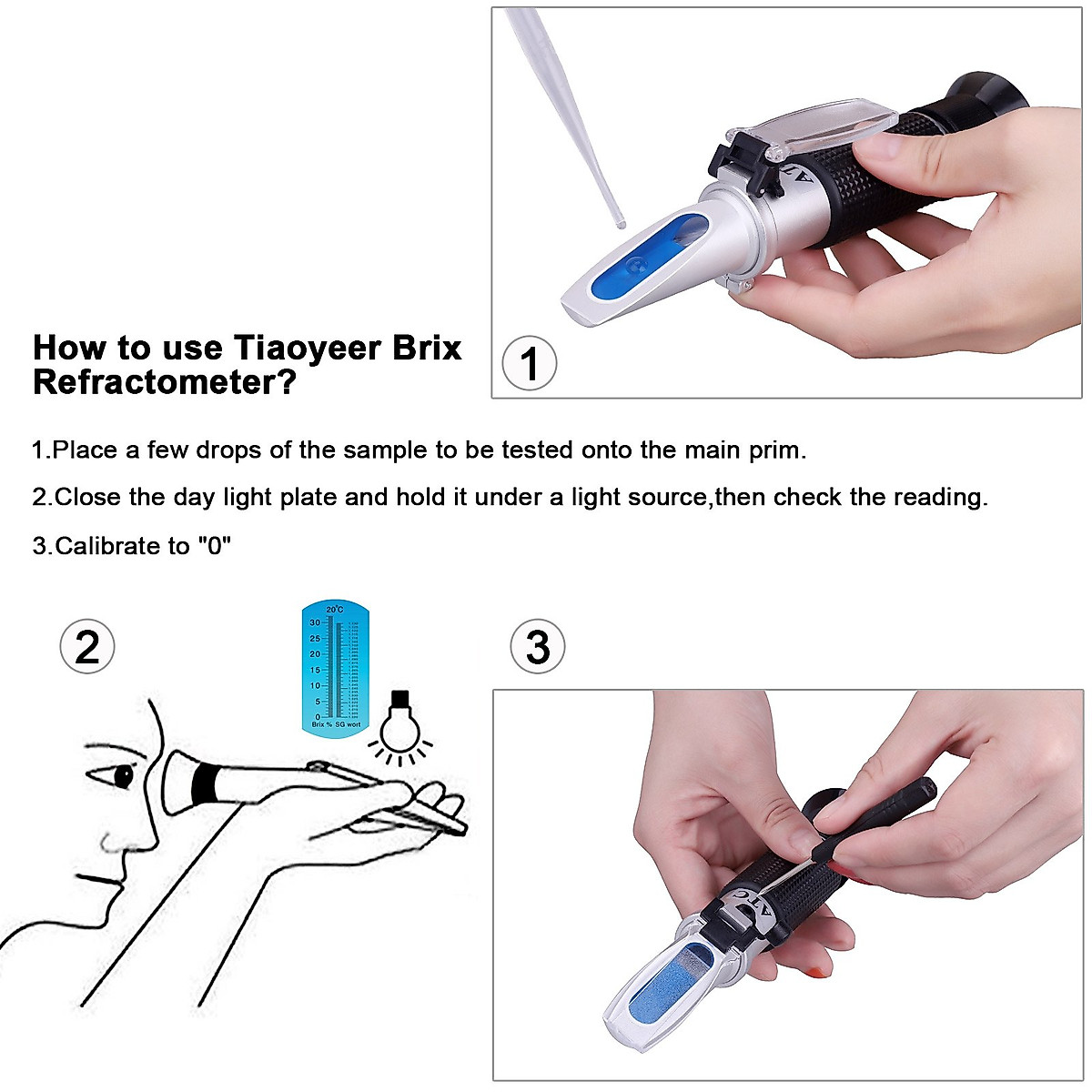 Brix Refractometer with ATC - Tiaoyeer Digital Handheld Refractometer for Beer Wine Brewing, Dual Scale-Specific Gravity 1.000-1.130 and Brix 0-32%