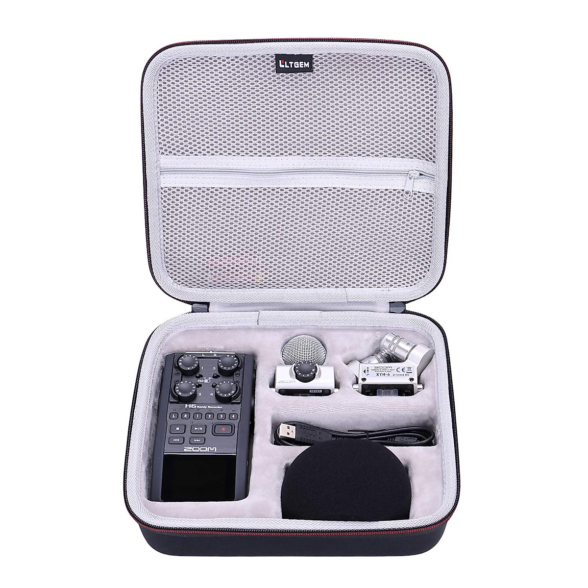 LTGEM EVA Hard Case for Zoom H6 All/Zoom H6 Six-Track/Zoom H6essential / Zoom H4essential Portable Recorder. Fits Charger, Cable and Other Accessories