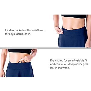 Yogipace Tall Women's 20" Modest Knee Length UV Protection Skirt Athletic Golf Tennis Skort Built in Shorts Navy Blue Size XXL