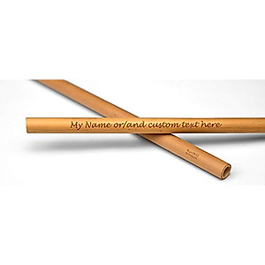 Personalized Bamboo Straw Individual kit - MOVE Line by Bamboo Step: 1 Reusable Straw and a cleaning brush in a kraft paper box. Laser Engraving of Custom Text. (Regular Diameter size)