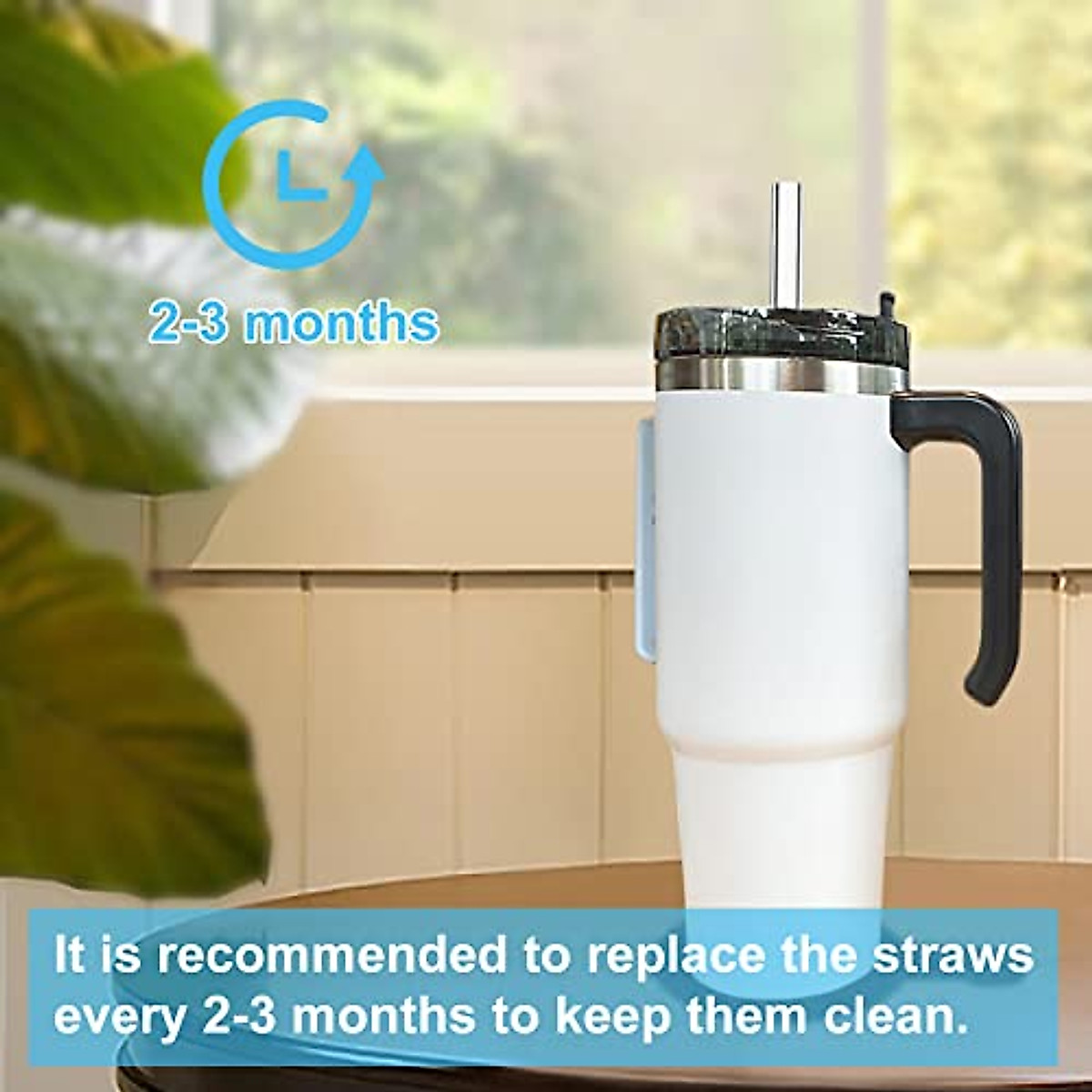 8 Pack Replacement Straw for Stanley Adventure Quencher 40 oz 30 oz Cup Tumbler, Reusable Straws for Stanley 40 oz & Simple Modern Tumbler with Handle, with Cleaning Brush for Stanley Cup Accessories