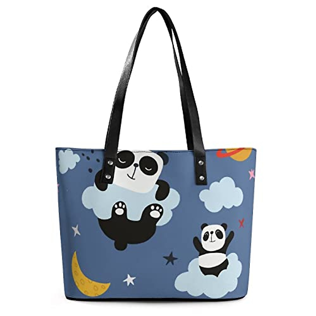 Womens Handbag Panda Patterns Leather Tote Bag Top Handle Satchel Bags For Lady
